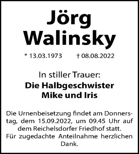 Traueranzeigen Von Jörg Walinsky Trauer Nn De