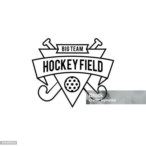 하키 필드 쉴드 라인 로고 아이콘 디자인 일러스트레이션 0명에 대한 스톡 벡터 아트 및 기타 이미지 0명 검은색 경기장 Istock