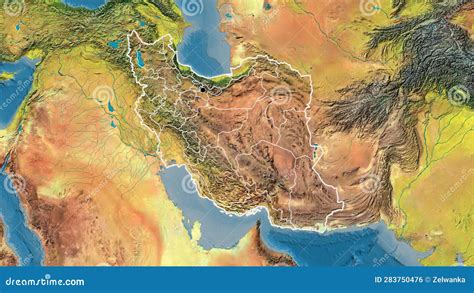 Shape Of Iran With Regional Borders Topographic Stock Illustration