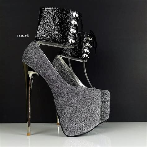 Ankle Cuff Silver Bondage High Heels Tajna Club
