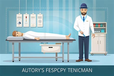 Flat Style Vector Autopsy Technician Character Illustration Premium