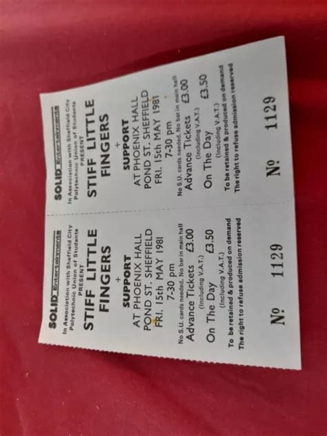 Stiff Little Fingers Original Unused Concert Ticket Sheffield 1980 £15