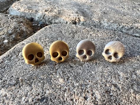 Skull Studs Gold Skull Silver Skull Skull Earrings Etsy