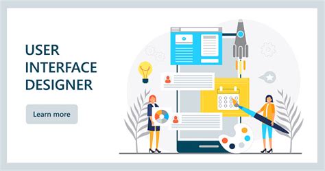 Ui Ux 개념 벡터 웹 디자이너는 방문 페이지의 디자인을 만들고 있습니다 책임있는 웹 사이트 구성을위한 사용자 인터페이스 및