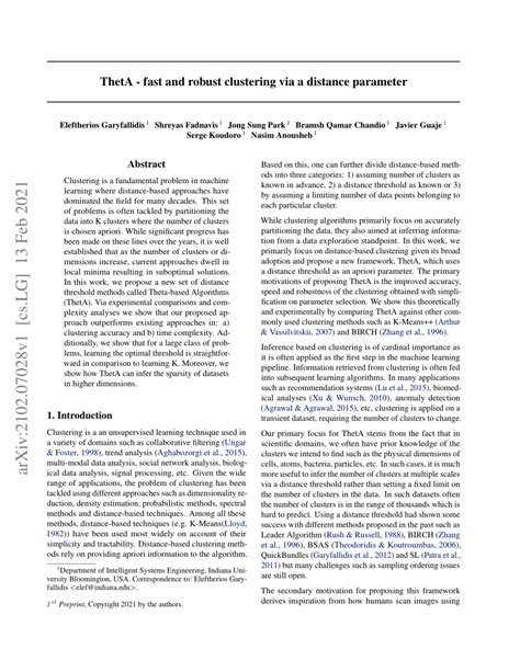 pdf theta fast and robust clustering via a distance parameter
