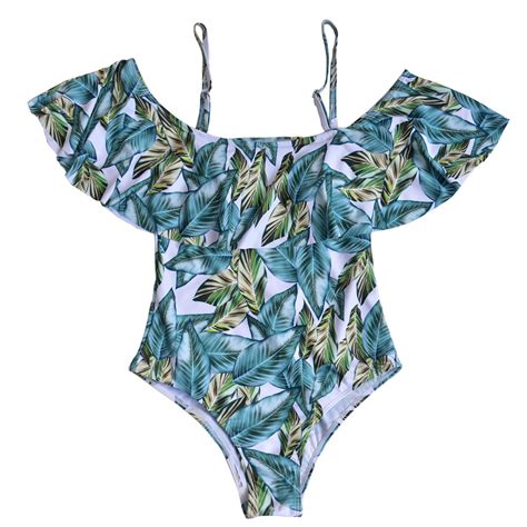 Custom One Piece Swimsuit Women Bathing Suits Ruffles Swimwear