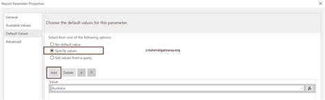 SSRS Report Parameter With Default Value
