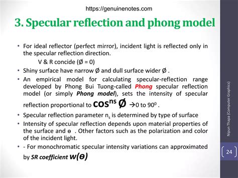 Unit 6 Illumination Models And Surface Rendering Methodspdf