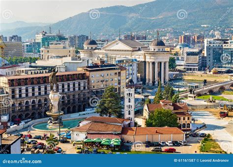 Aerial View Of The City Centre Of Skopje Stock Image Image Of