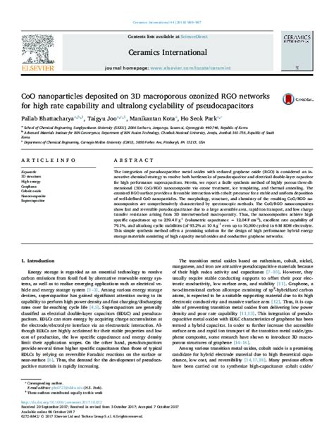 Pdf Coo Nanoparticles Deposited On 3d Macroporous Ozonized Rgo Networks For High Rate