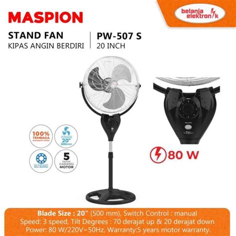 Promo Maspion Power Fan 20 Kipas Angin Berdiri Stand Fan 20 Inch Pw