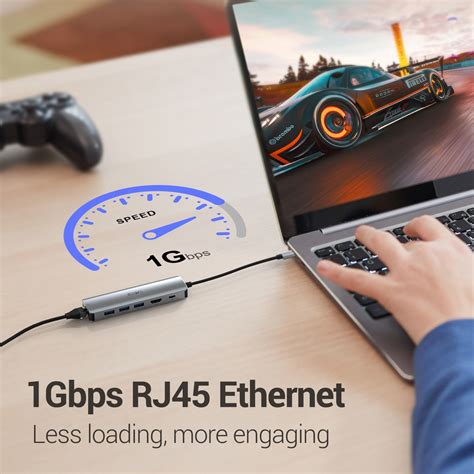 Hub Usb C Jeswo Hdmi 4k Ethernet Rj 45 3 X Usb 3 0 100w Gri Emag Ro