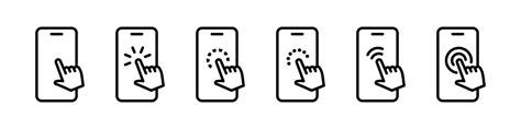 Hand Touch Screen Smartphone Icon Set Finger Pointer With Phone