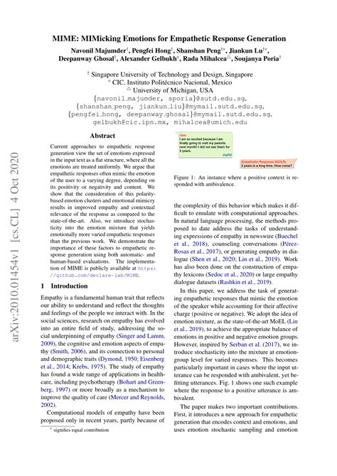 Pdf Mime Mimicking Emotions For Empathetic Response Generation