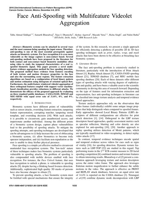 Pdf Face Anti Spoofing With Multifeature Videolet Aggregation