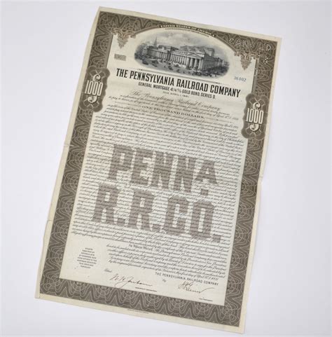 Vintage Railroad Bond Certificates Pennsylvania Railroad Etsy