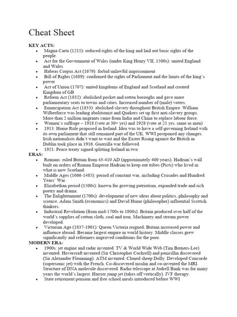 Life In The Uk Cheat Sheet Pdf Kingdom Of England Monarchy Of The United Kingdom