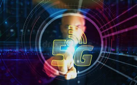 5G Mobile Network Technology Symbol Digital 3d Finger Touch Stock