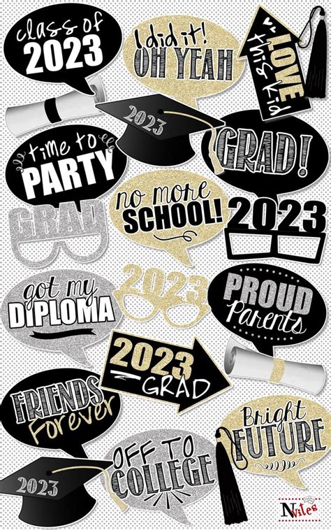 Graduation Photo Booth Props Class Of 2024 Selfie Props Printable