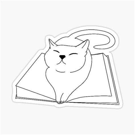 Cat Book Sticker Sticker For Sale By Bellasticks Redbubble