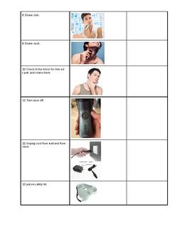 Shaving task analysis by Megan Polichetti | TPT
