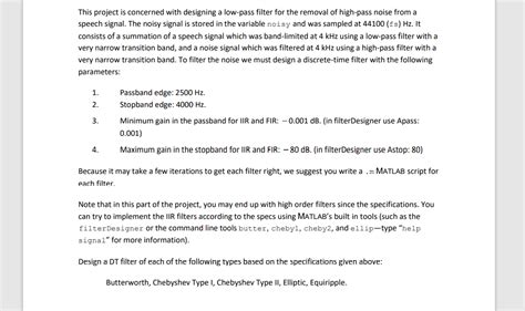This Project Is Concerned With Designing A Low Pass Chegg