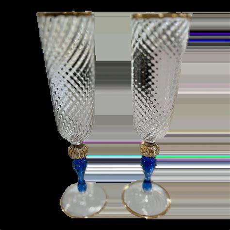 Murano Glass Champagne Flutes Chairish