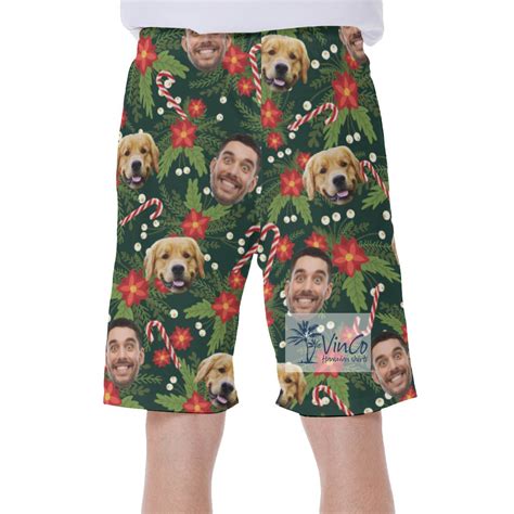 Funny Custom Christmas Hawaiian Swim Trunks With 2 Faces Vinco