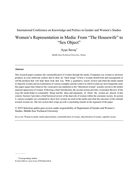 Pdf Women S Representation In Media From The Housewife To Sex Object