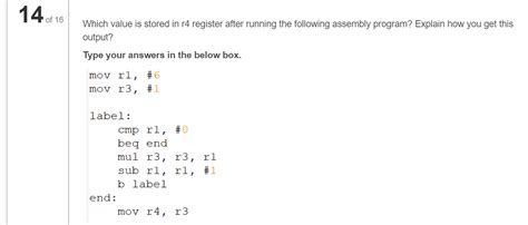 Solved 140116 Which Value Is Stored In R4 Register After