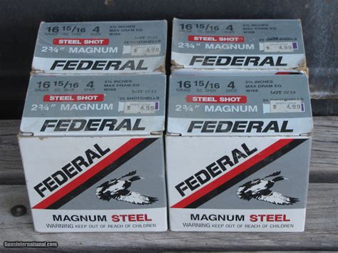 Federal 16 Gauge Steel 4 Shot Shells 4 Boxes Of 25 Each