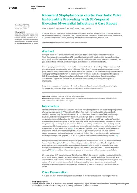 Pdf Recurrent Staphylococcus Capitis Prosthetic Valve Endocarditis