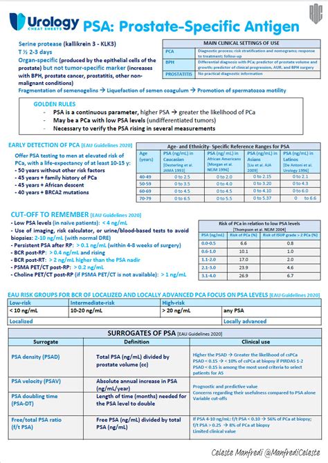 Psa Prostate Specific Antigen Urology Cheatsheets