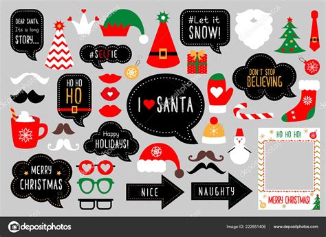 Christmas Photo Booth Props — Stock Vector © Dandelionfly 222851406
