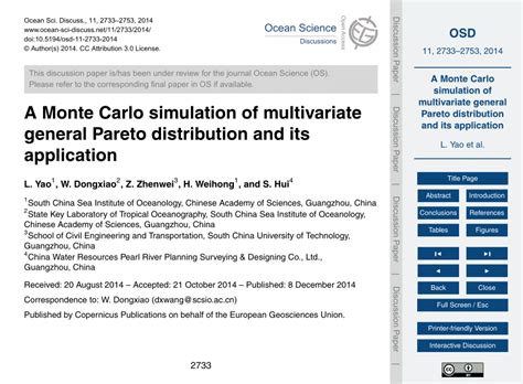Pdf A Monte Carlo Simulation Of Multivariate General Pareto Distribution And Its Application