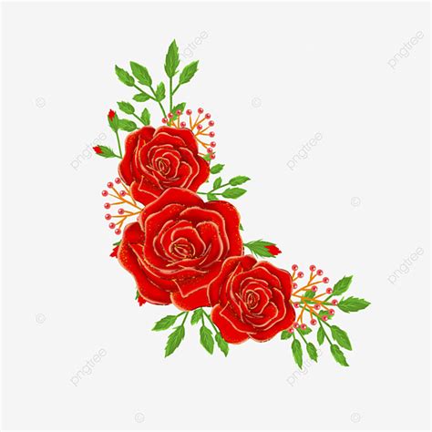 Decoraciones De Flores De Rosas Rojas PNG Dibujos Rosa Roja Ramo De