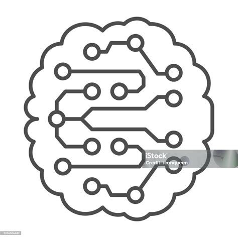 Neural Net Cloud Thin Line Icon Neural Network Concept Vector Graphics Artificial Intelligence