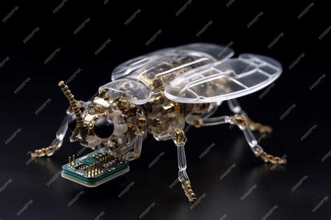 Premium Ai Image A Robot With A Large Insect Head And A Circuit Board
