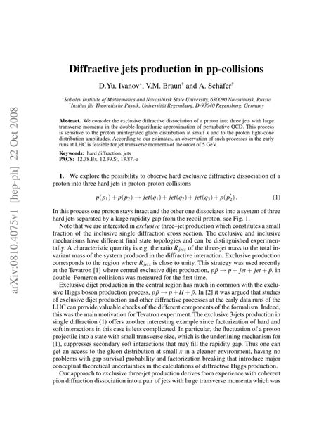 Pdf Diffractive Jets Production In Pp Collisions