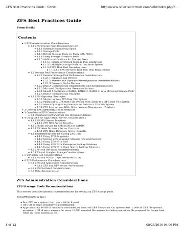 ZFS Storage Pool Best Practices Guide Manualzz