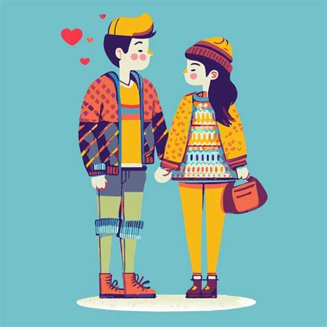 Premium Vector Full Body Cartoon Cute Couple In Valentines Day Hand