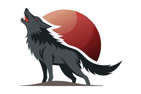 Lobo Aullando Con Una Luna Llena En El Fondo Vector Premium Generado