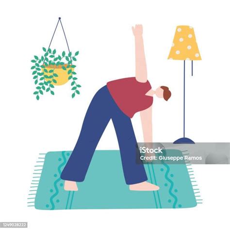 Tinggal Di Rumah Pria Berlatih Yoga Di Kamar Isolasi Diri Kegiatan Di