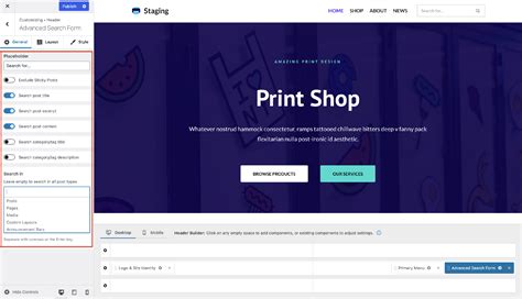 The Advanced Search Form Component Neve Header Footer Builder