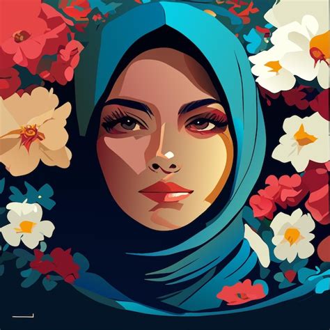 Premium Vector Beautiful Iranian Woman Wearing Hijab With Proud Gaze