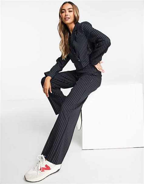 Stradivarius Wide Leg Trouser In Stripe Asos