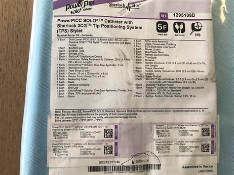 New Bard 1295108d Powerpicc Solo Catheter W Sherlock 3cg Tip