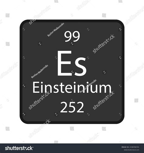 Einsteinium Symbol Chemical Element Periodic Table Stock Vector