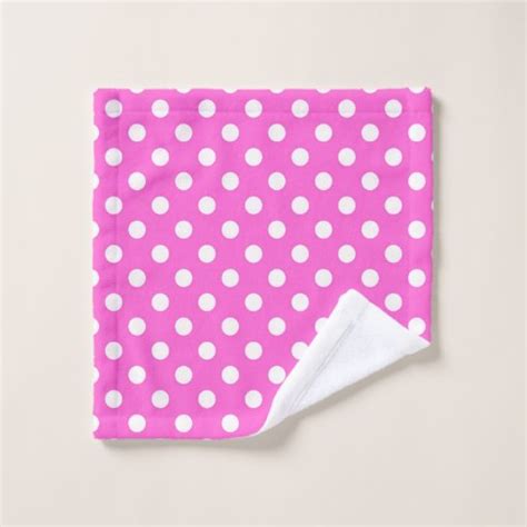 Hot Pink And White Polka Dots Dot Bath Towel Set Zazzle