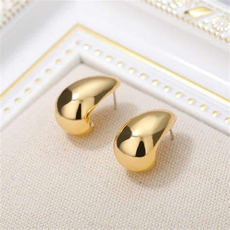 Kylie Jenner Earring Chunky Gold Dome Drop Earrings Small Etsy
